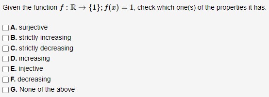 Solved Given the function f:[0,1]→R;f(x)=x2, check which | Chegg.com