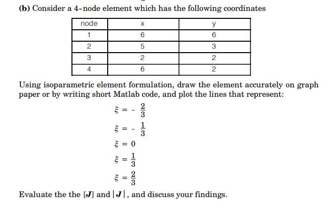 Solved (b) Consider a 4-node element which has the following | Chegg.com