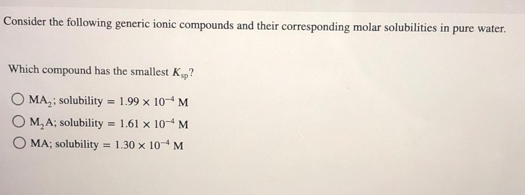 Solved Consider the following generic ionic compounds and | Chegg.com