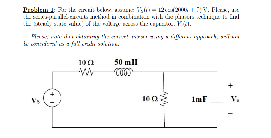 Solved Problem 1: For the circuit below, assume: | Chegg.com