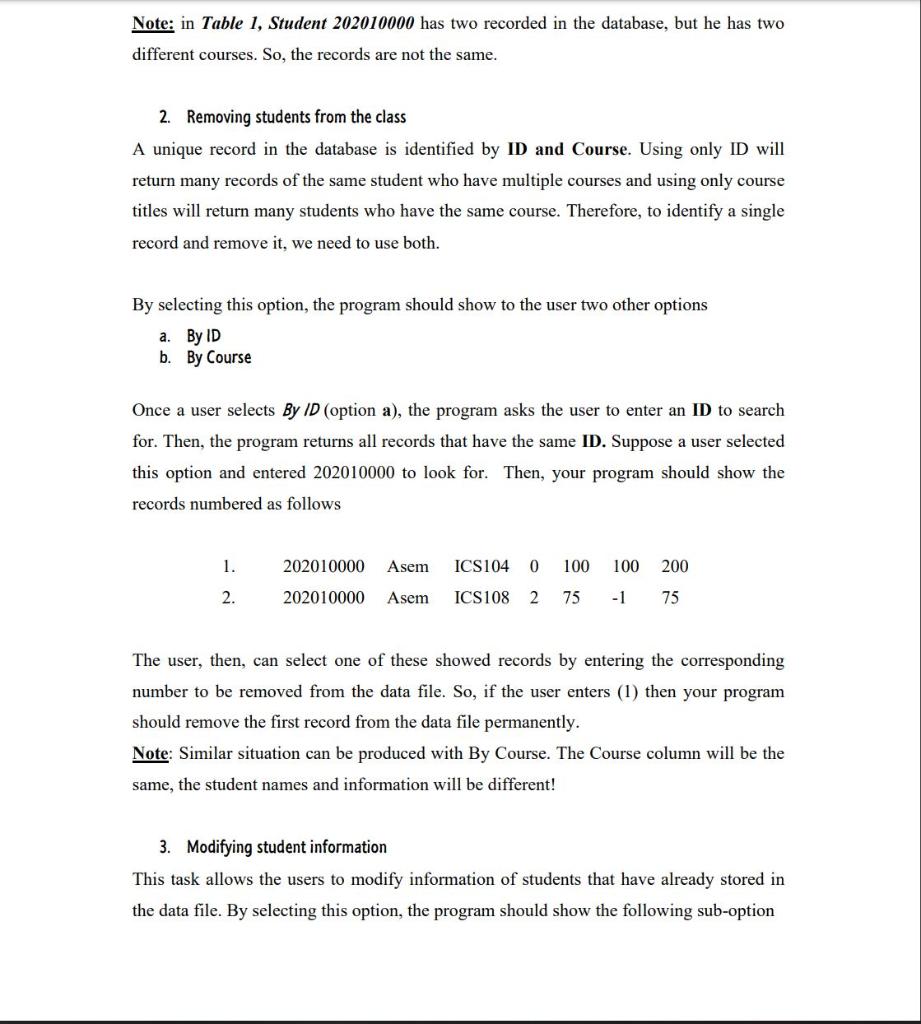 Managing Student Information Program using python. | Chegg.com