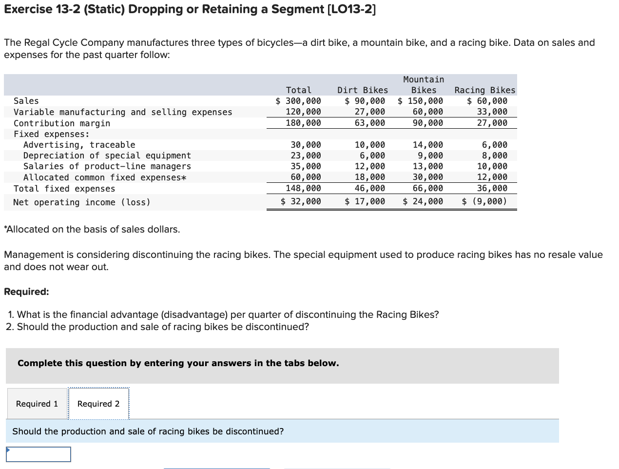 Solved Exercise 13-2 (Static) Dropping or Retaining a | Chegg.com
