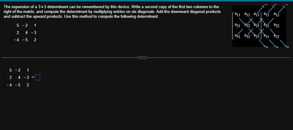 Solved The expansion of a 3x3 determinant can be remembered | Chegg.com