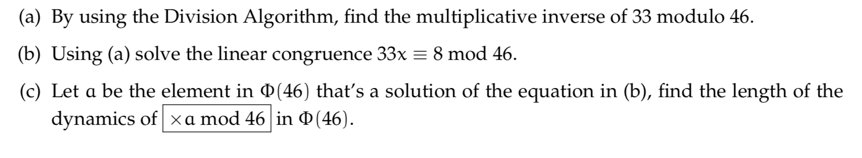 Solved NUMBER THEORY (a) By using the Division Algorithm, | Chegg.com