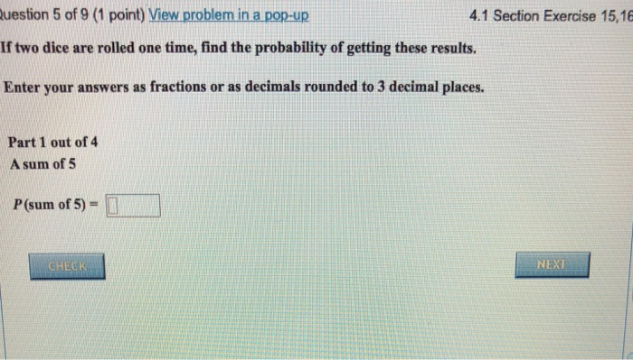 Solved uestion 5 of 9 (1 point) View problem in a pop-up If | Chegg.com