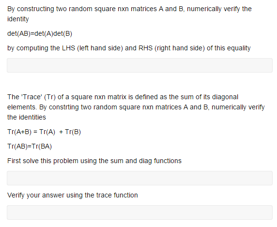 Solved By constructing two random square nxn matrices A and | Chegg.com