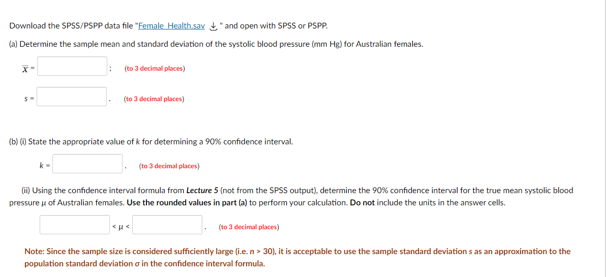 Solved Download the SPSS/PSPP data file "Female Health.sav ↓ | Chegg.com
