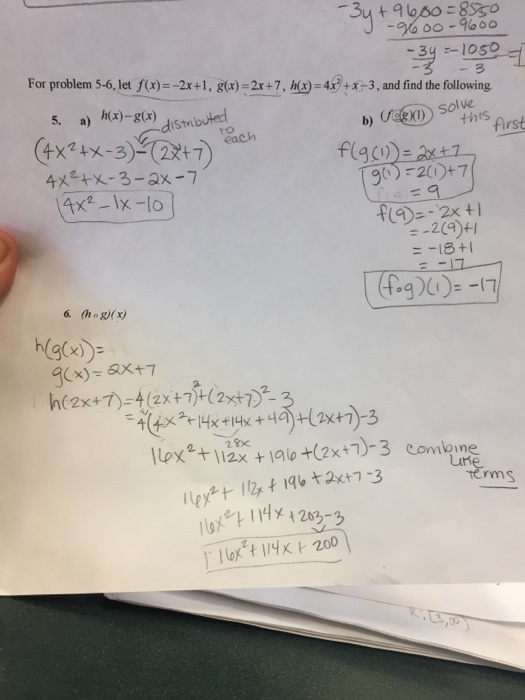 Solved For problem #6 (h•g)(x) | Chegg.com