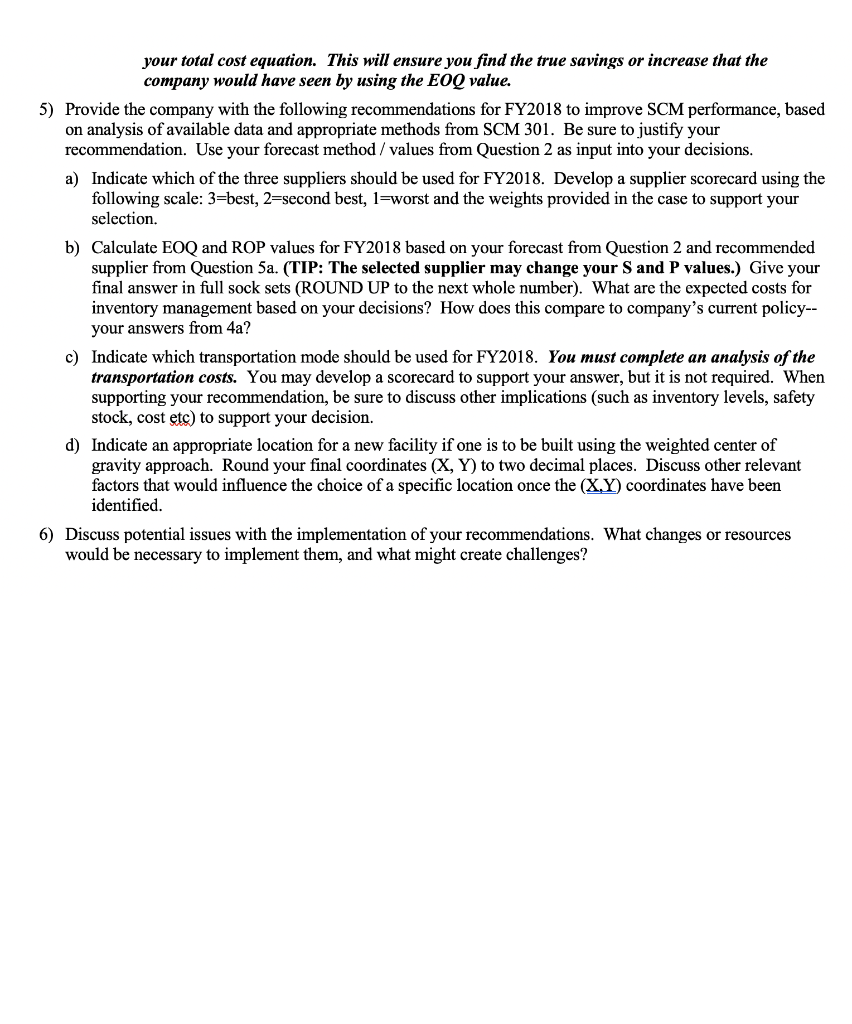 Final Project Assignment SCM 301 Overview of the Case | Chegg.com
