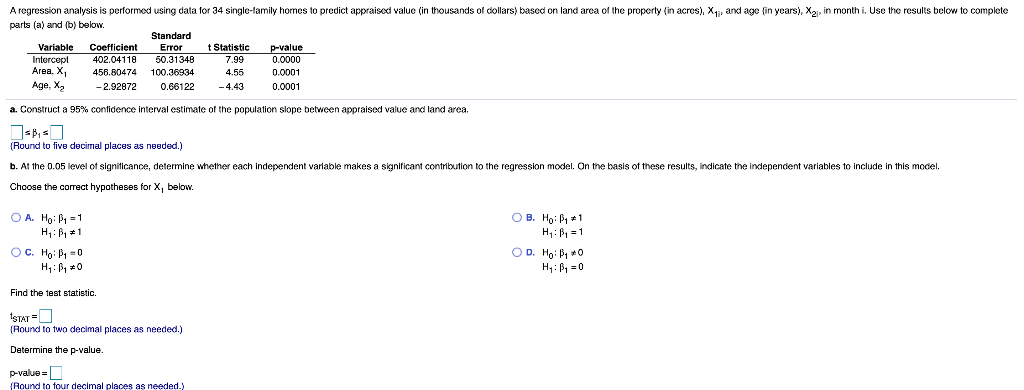 Solved A regression analysis is performed using data for 34 | Chegg.com