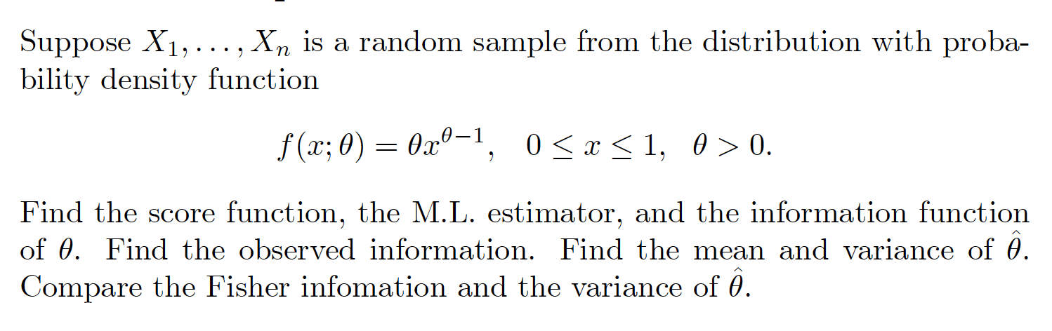 Solved Suppose X1, ... , Xn is a random sample from the | Chegg.com