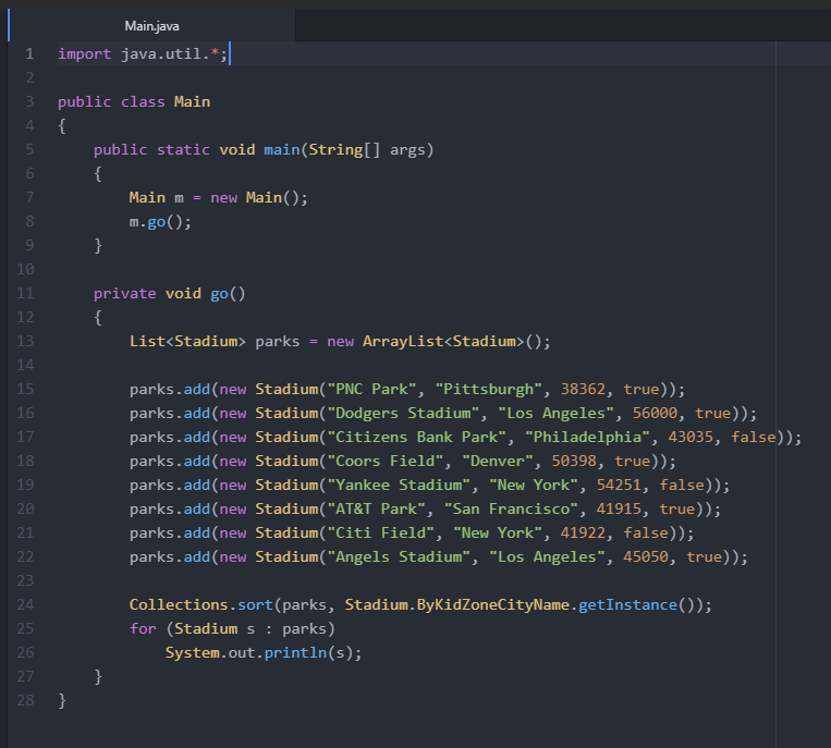 Solved We are being asked to create the Stadium.java class | Chegg.com