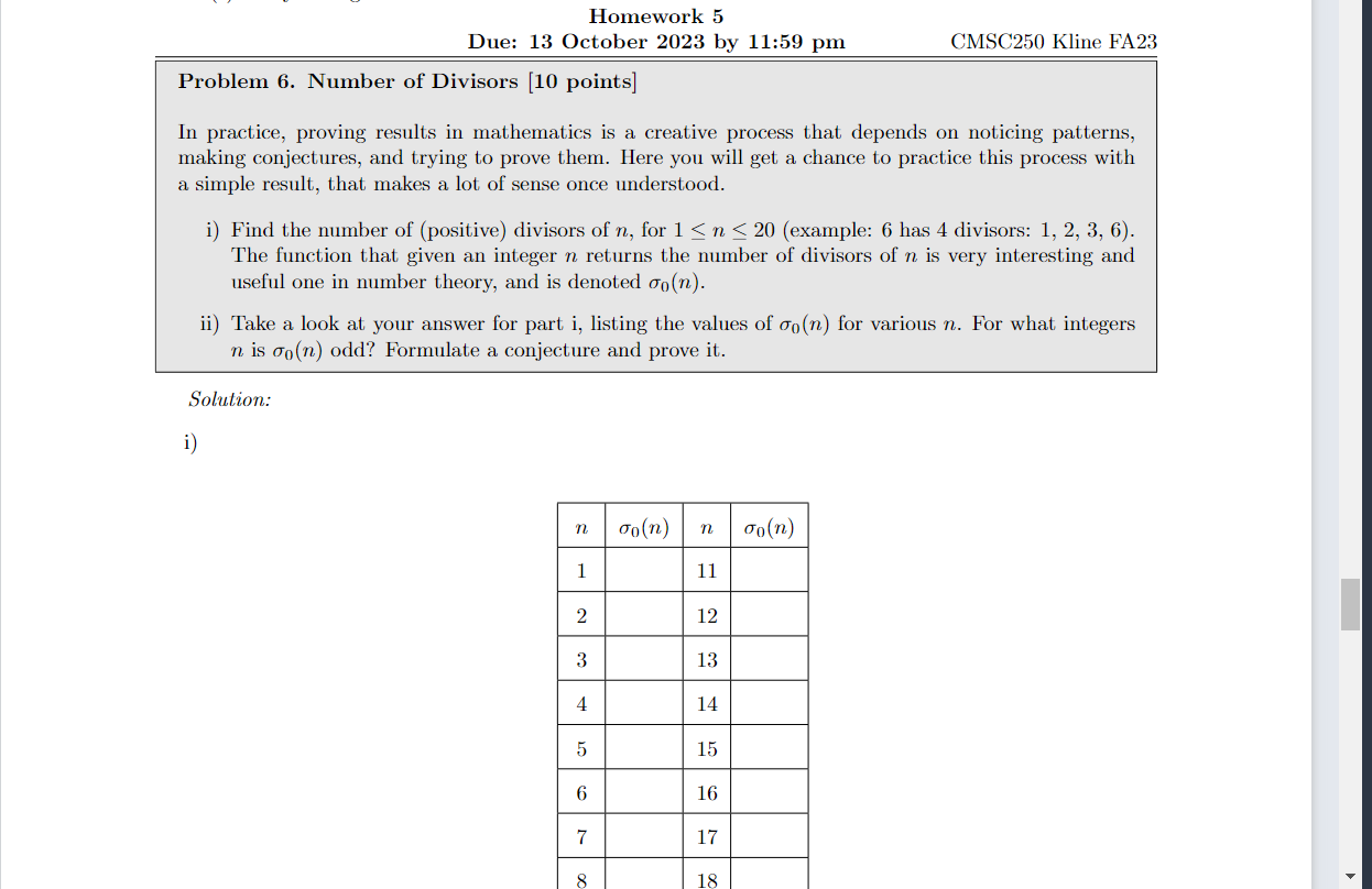 Solved Problem 6. Number of Divisors [10 points] In | Chegg.com