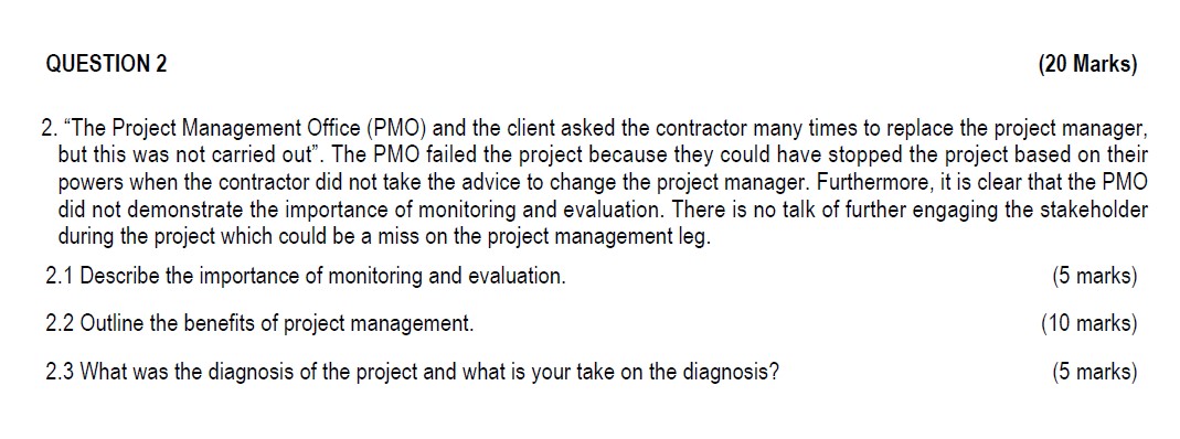 Solved 2. "The Project Management Office (PMO) and the | Chegg.com