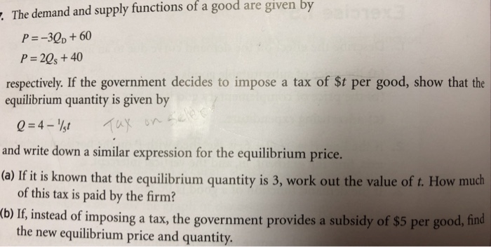 Solved (a) If it is known that the equilibrium quantity is | Chegg.com