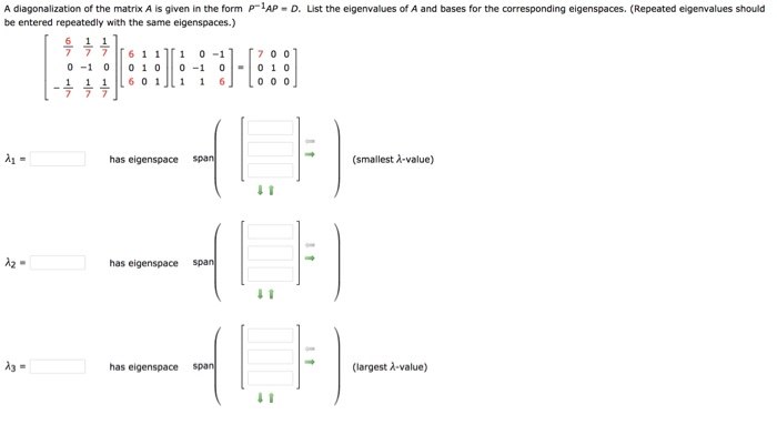 Solved A diagonalization of the matrix A is given in the | Chegg.com