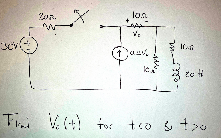 Find V0(t) for t 0 | Chegg.com Find V0(t) for t 0 | Chegg.com