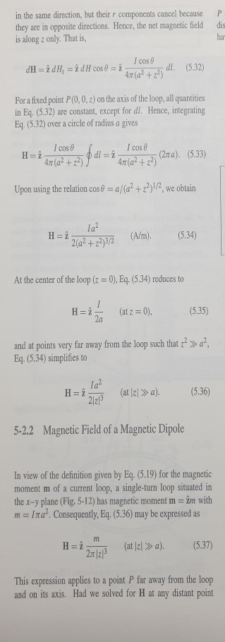 Solved Magnetic Field of a Circular Loop Example 5-3: A | Chegg.com