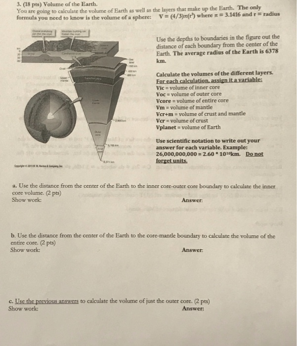 3. (18 pts) Volume of the Earth. You are going to | Chegg.com