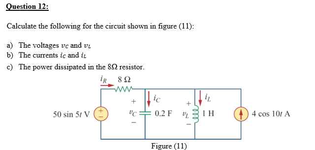 Solved 2/0° Ꭺ Calculate the following for the circuit shown | Chegg.com