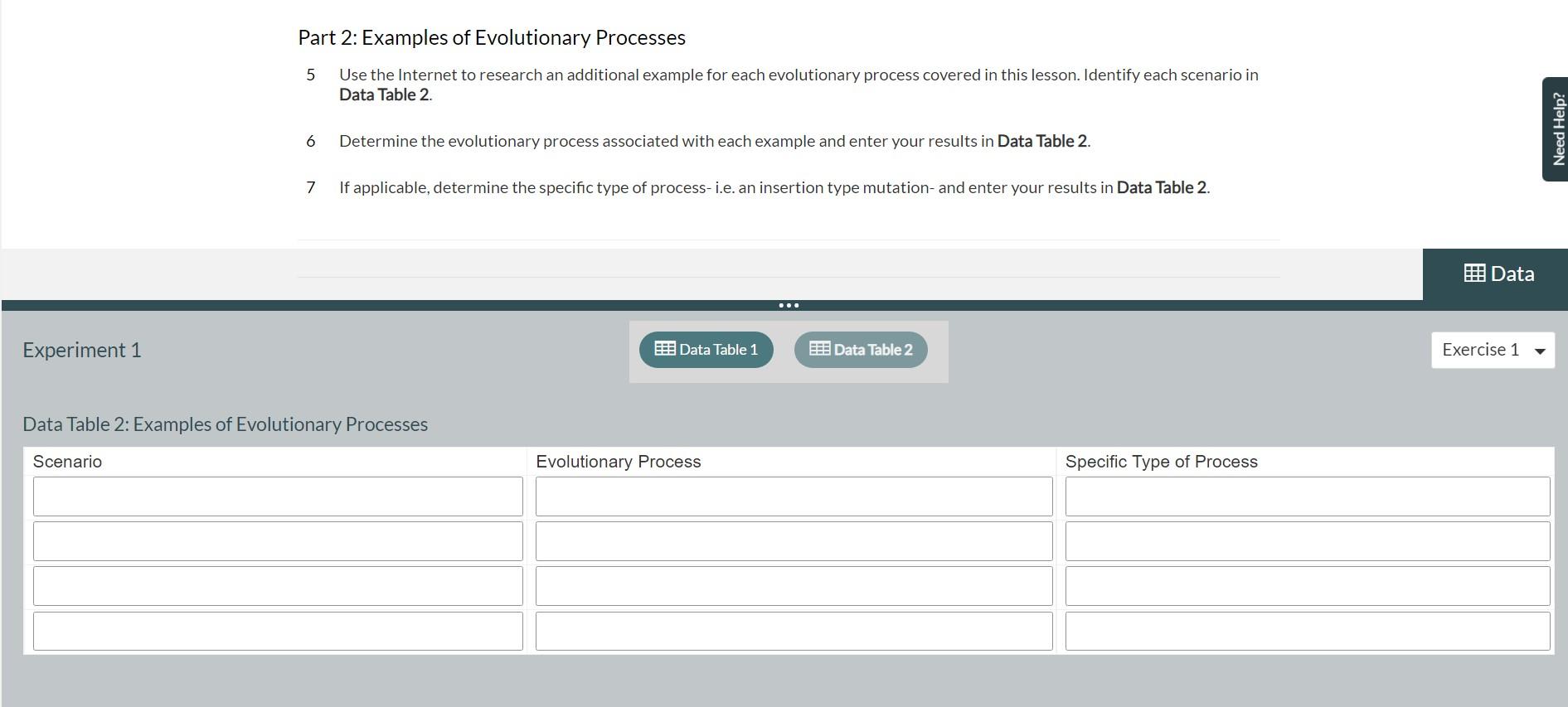 Solved Part 2: Examples of Evolutionary Processes 5 Use the | Chegg.com