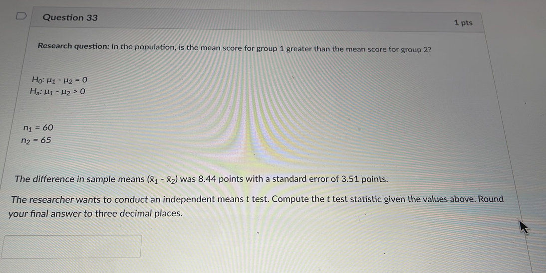 Solved Research question: In the population, is the mean | Chegg.com