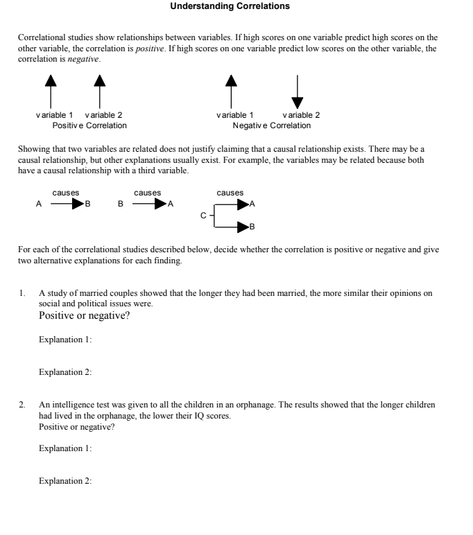 Solved Understanding Correlations Correlational studies show | Chegg.com