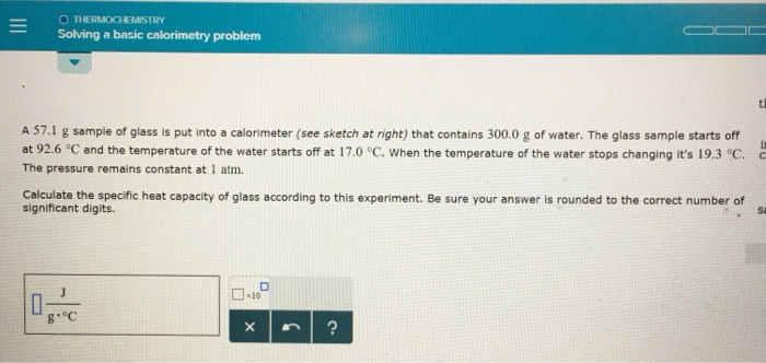 Solved -O THERMOCHEMISTRY solving a basic calorimetry | Chegg.com