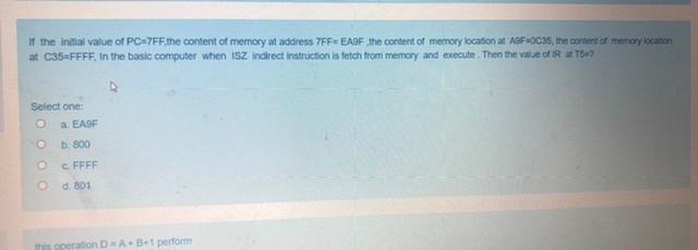 Solved If the initial value of PC-7FF the content of memory | Chegg.com