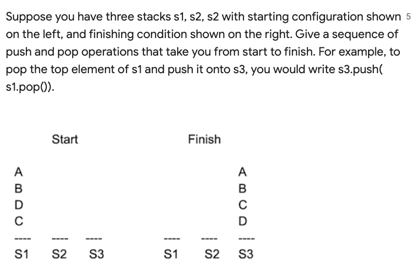 Solved Suppose you have three stacks S1, S2, s2 with | Chegg.com