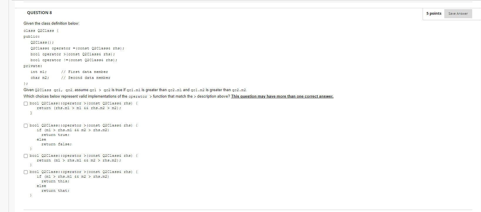 Solved Question Completion Status: QUESTION 5 Which of the | Chegg.com