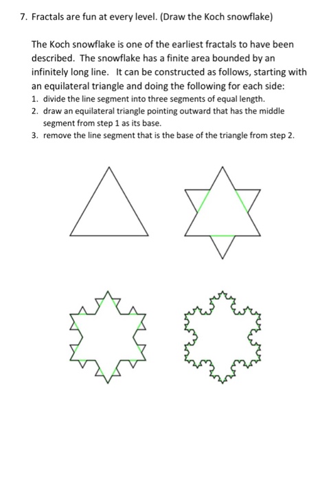 Solved 7. Fractals are fun at every level. (Draw the Koch | Chegg.com