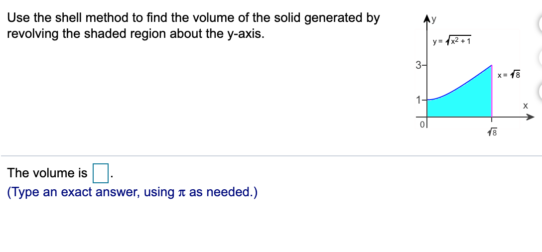 Solved Use the shell method to find the volume of the solid | Chegg.com