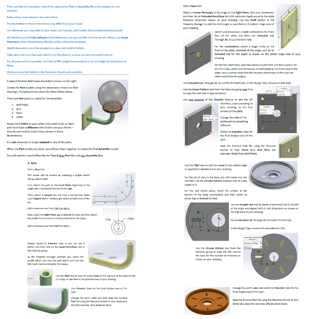 Solved I need help with this SolidWorks assignment. Create a | Chegg.com
