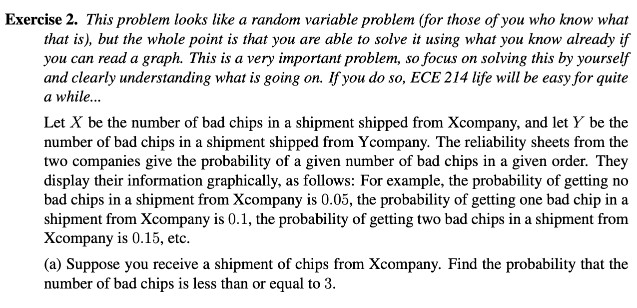 Solved Exercise 2. This problem looks like a random variable | Chegg.com