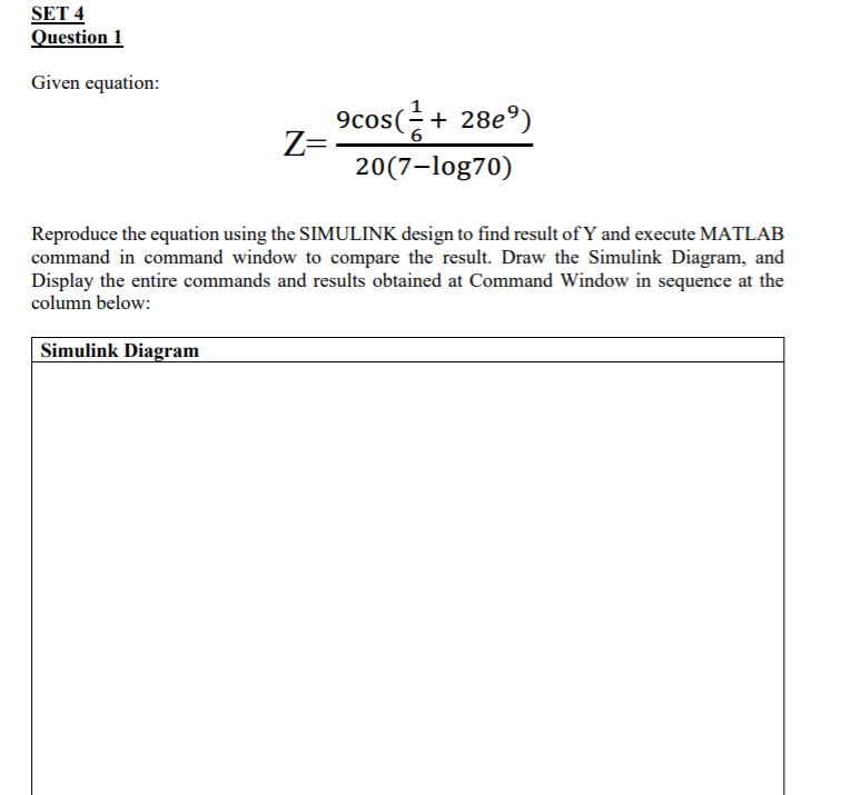 Solved SET 4 Question 1 Given equation: 9cos(* + 28e) Z= | Chegg.com