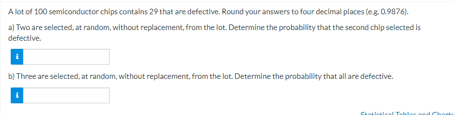 Solved A lot of 100 semiconductor chips contains 29 that are | Chegg.com