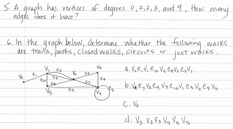Solved How 5. A graph has vertices of degrees 0,2,2,3, and | Chegg.com