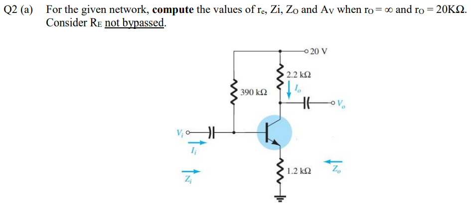 Solved 2 (a) For the given network, compute the values of | Chegg.com