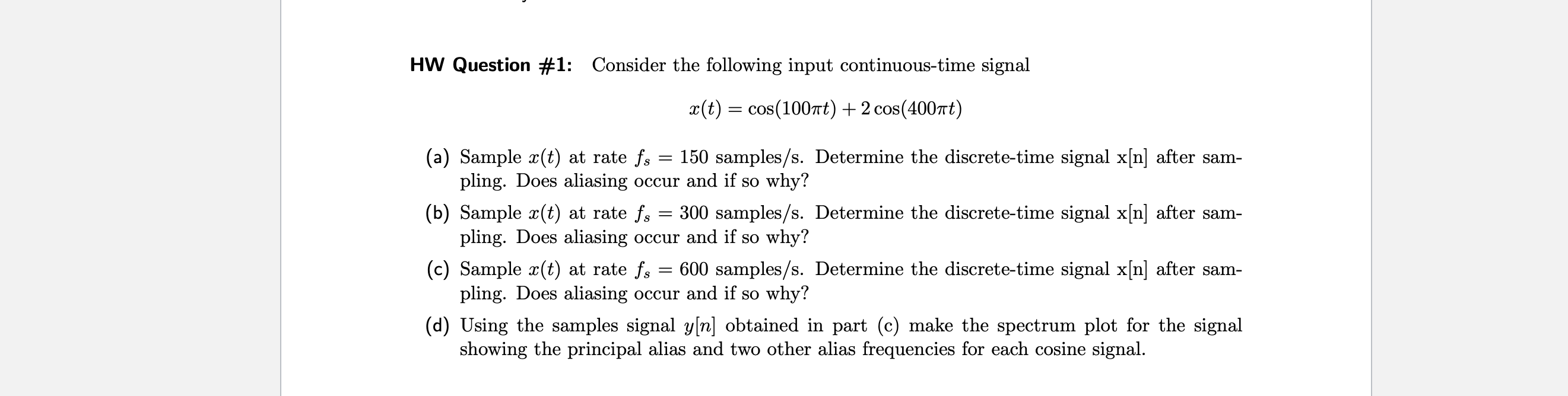 Solved HW Question #1: Consider the following input | Chegg.com