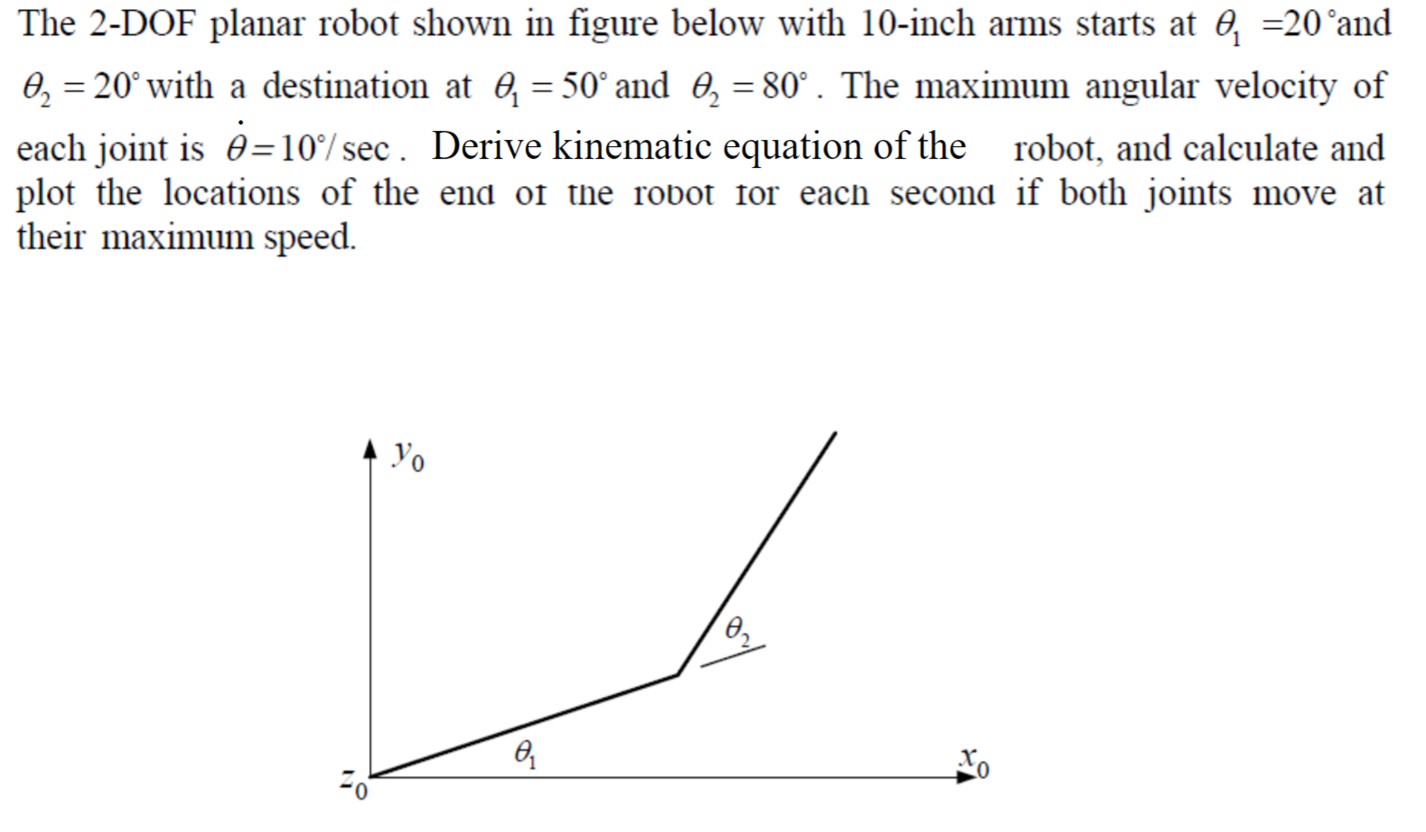 Solved The 2-DOF planar robot shown in figure below with 10 | Chegg.com