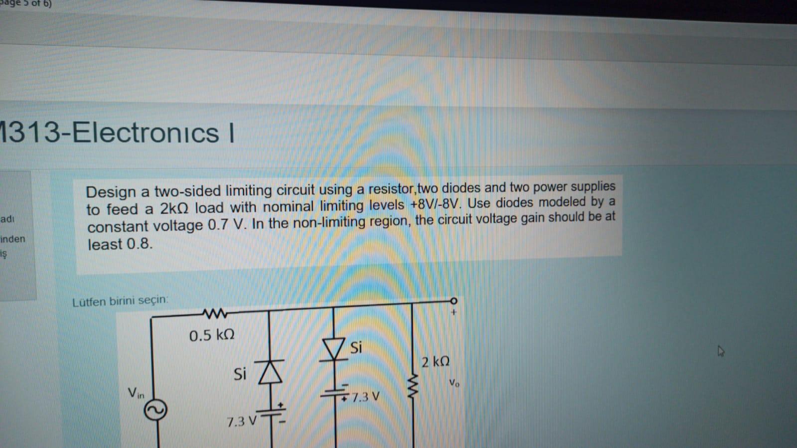 Solved page 5 of 6) 1313-Electronics | adi Design a | Chegg.com