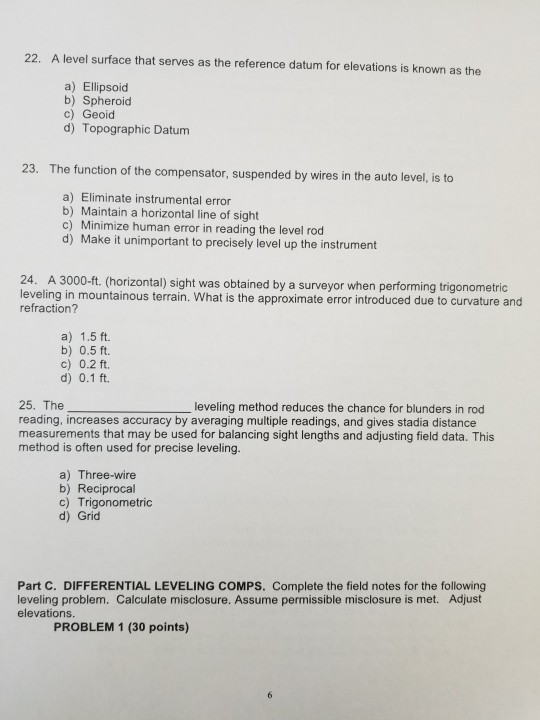 Solved 22. A level surface that serves as the reference | Chegg.com
