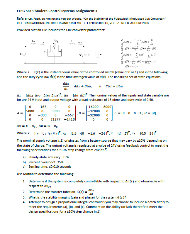 5. Design an observer and a controller using | Chegg.com