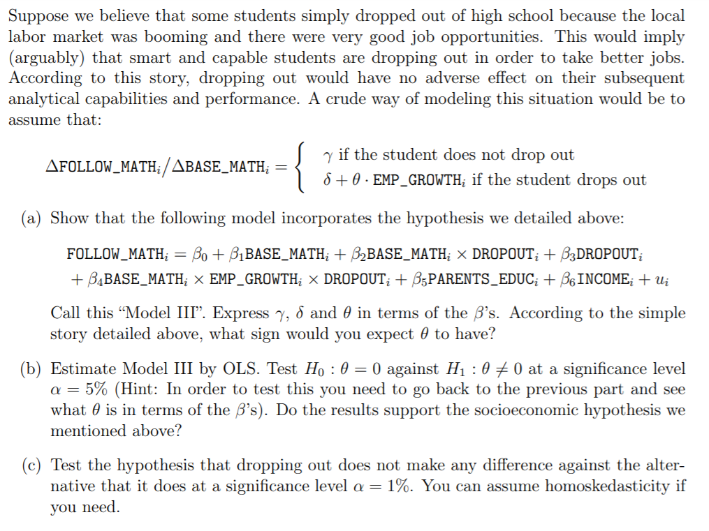 For problems 5 – 7 you will use the STATA data file | Chegg.com