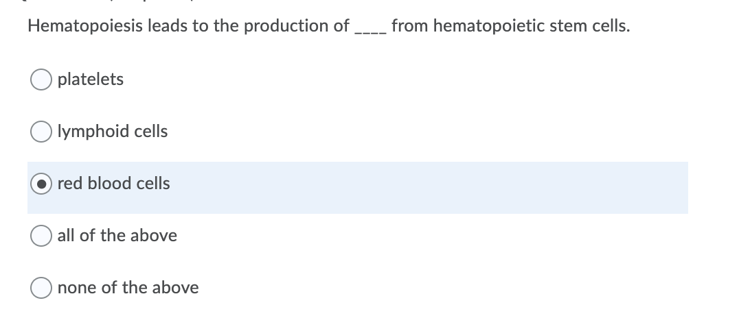 Solved Hematopoiesis leads to the production of from | Chegg.com