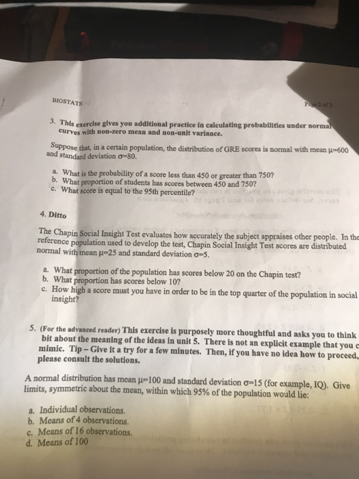 Solved BIOSTATS 3. This exercise gives you additional | Chegg.com