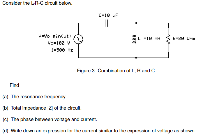 Solved Consider the L-R-C circuit below. Figure 3: | Chegg.com