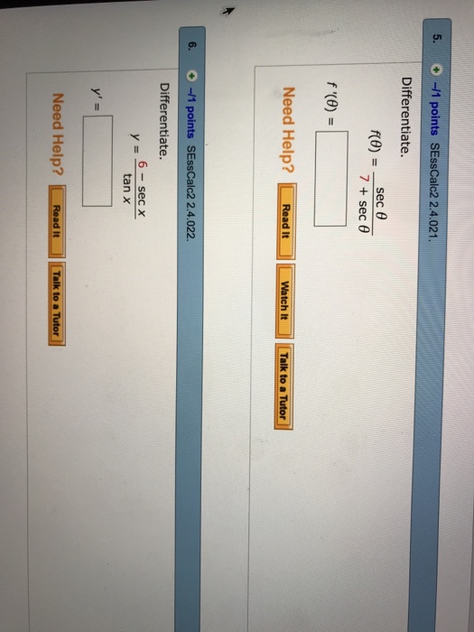 Solved Differentiate f(theta) = sec theta/7 + sec theta | Chegg.com