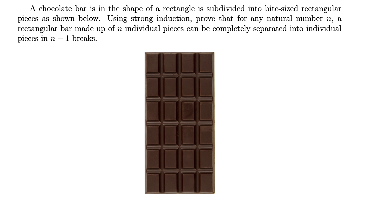 Solved A chocolate bar is in the shape of a rectangle is | Chegg.com